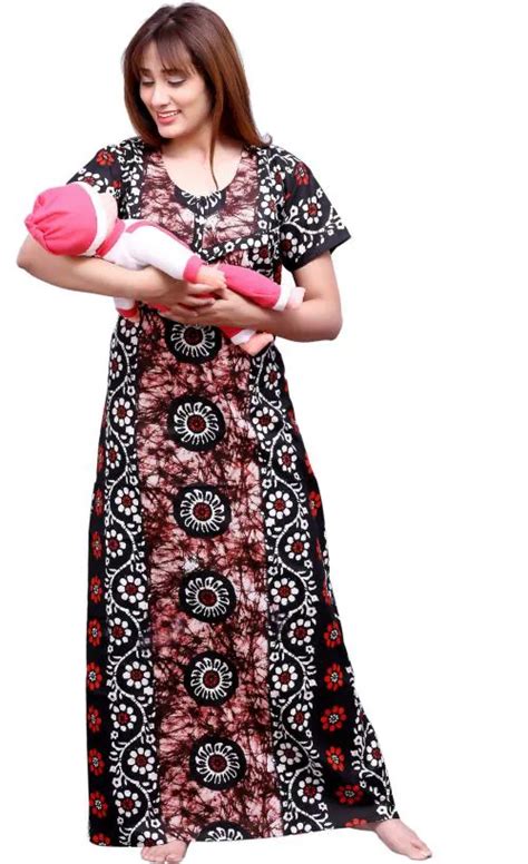 Buy Ankona Women Multicolor Printed Cotton Maternity Nighty L Nighty