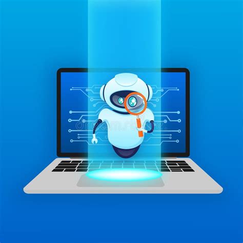 Search Bot In Cartoon Style Artificial Intelligence Isometric Vector Stock Vector