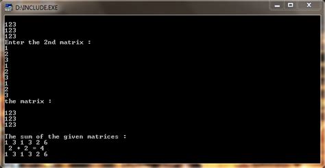 Basic C Programs Sum Of Two Matrices Special Design