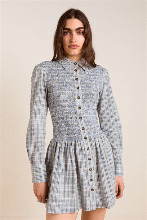 Bora Mini Dress Cloudy Check Damson Madder