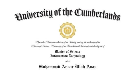 Just Received My Master Of Science From University Of The Cumberlands