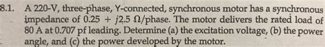 Solved 8 1 A 220 V Three Phase Y Connected Synchronous