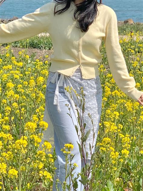 아리 노란색가디건 봄가디건 노랑가디건 회색가디건 그레이가디건 레몬가디건