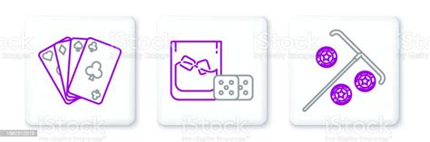 칩 카드 놀이 게임 주사위 얼음 조각 아이콘이 있는 위스키 한 잔을 위한 라인 스틱을 설정합니다 벡터 가능성에 대한 스톡 벡터 아트 및 기타 이미지 Istock