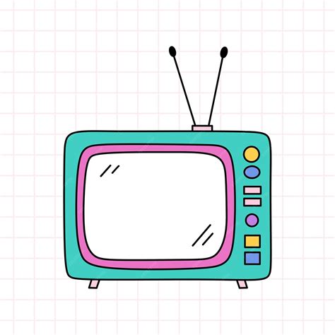 Premium Vector Retro Tv In Bright Colors Nostalgia Hand Drawn Doodle