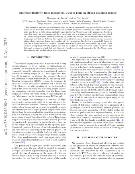 Pdf Superconductivity From Incoherent Cooper Pairs In Strong Coupling Regime