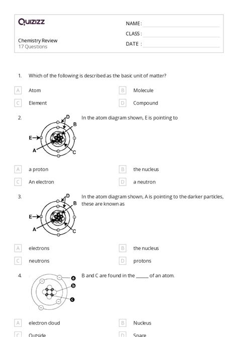 50 Chemistry Worksheets For 10th Class On Quizizz Free And Printable