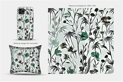 섬유 및 벽지 패턴 인쇄 가능한 디지털 일러스트레이션 작업 플로랄 프린트 디자인 프리미엄 벡터