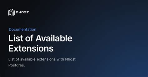 List Of Available Extensions Documentation