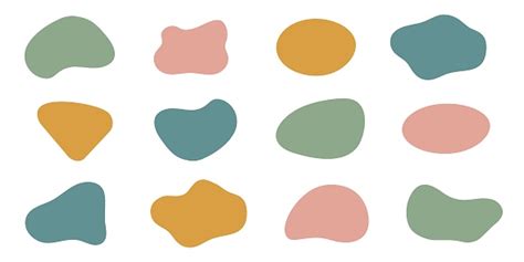 보헤미안 스타일 벡터 일러스트 세트의 유기적 인 Blob 모양 추상적인 모던 한 형태와 디자인및 인쇄를위한 액체 드롭에서 컬렉션