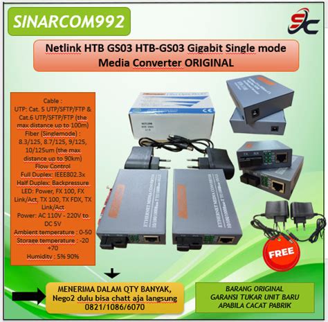 Promo Netlink Htb Gs03 Htb Gs03 Gigabit Single Mode Media Converter Original Jakarta Pusat