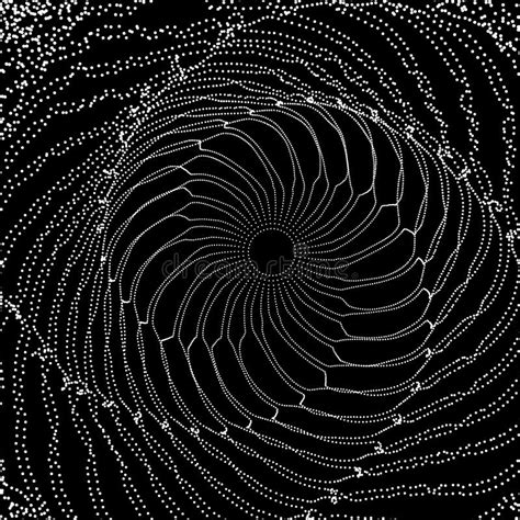 Spiral Array With Dynamic Particles Abstract Grid Design Stock Vector