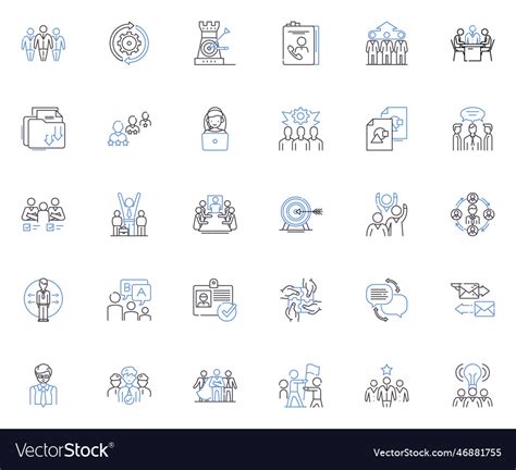 Strategic Planning Line Icons Collection Analysis Vector Image