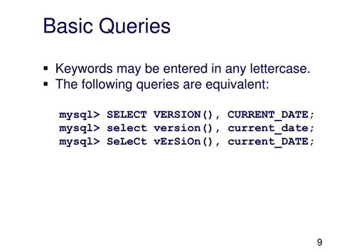 ppt mysql fundamentals queries tables and database management