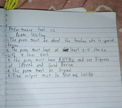 Perfor Mance Task Poem Writing The Poem StudyX