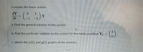 Solved Consider The Linear System DtdY Y A Find The Chegg