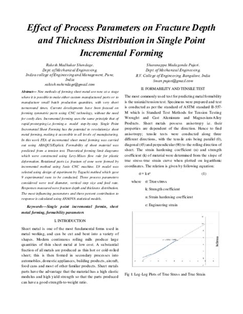 pdf effect of process parameters on fracture depth and thickness