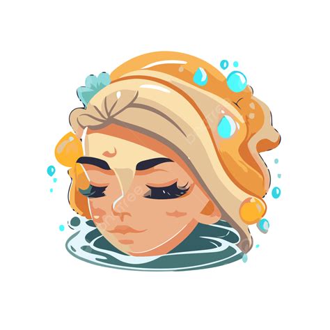 سبا الوجه فتاة الماء مع الشعر في الماء التوضيح النواقل المرسومة كرتون