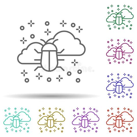 Computer Bug Cloud Multi Color Icon Simple Thin Line Outline Vector Of Computer Icons For Ui