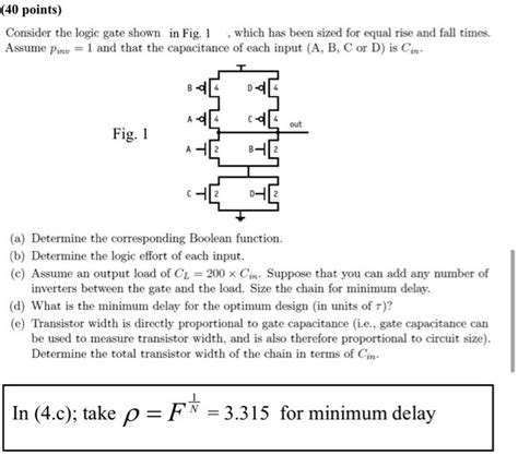 Text 40 Points Consider The Logic Gate Shown In Fig Which Has Been Sized For Equal Rise And