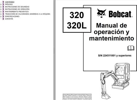 Bobcat Excavator 320 320l Operation And Maintenance Manual 6903817 Es