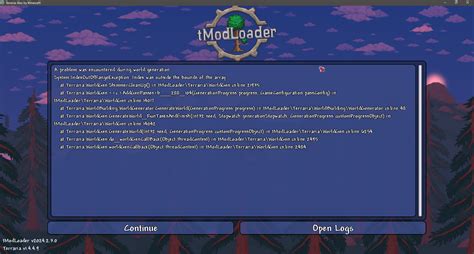 Tmodloader Errors With World Generation Terraria Community Forums