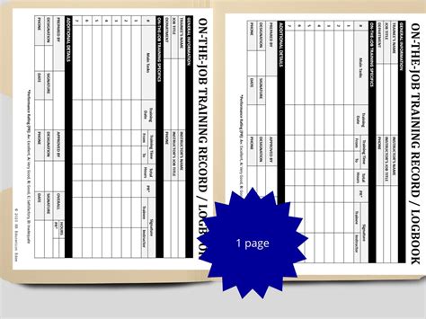 Employee Training Record Logbook On The Job Training Tracker New Employee Manager Human Resource