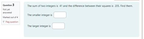 Solved The Sum Of Two Integers Is 41 And The Difference