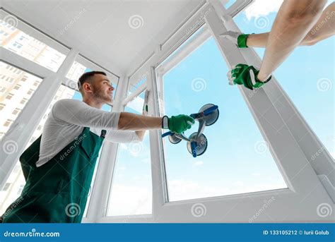 Handsome Man Is Installing Windows Stock Photo Image Of Person Hand 133105212
