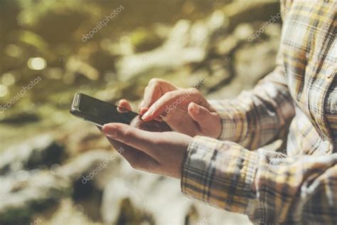 Female Tourist Using Mobile Smart Phone For GPS Navigation Stock Photo Stevanovicigor 125659296