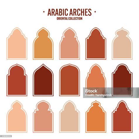 이슬람 프레임 동양 스타일의 물건 아랍 모양 창문 및 아치 전통 장식용 현수막 액자 무슬림 휴일 라마단 카림 현대 동양 건축 벡터 일러스트 레이 션 0명에 대한 스톡 벡터