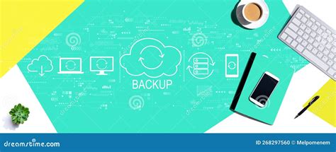 Backup Concept With Computer Keyboard And Office Items Stock Photo Image Of Recovery Office