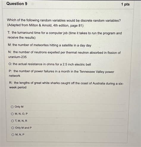 Solved Which Of The Following Random Variables Would Be