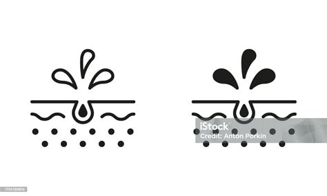 더러운 블랙 헤드와 더스트 라인과 실루엣 블랙 아이콘 세트의 피부 얼굴을 뚫습니다 클렌징 막힌 딥 모공 심볼 컬렉션 얼굴 피부 관리 픽토그램 격리된 벡터 그림 블랙헤드에