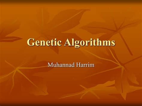 Genetic Algorithm Ppt Odp