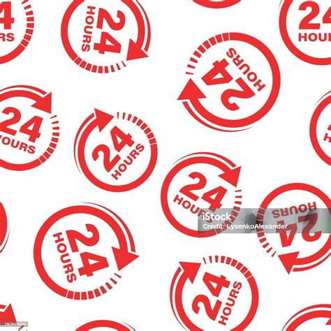 24 시간 시계 기호 아이콘 원활한 패턴 배경 흰색 고립 된 배경에 24 시간 오픈 벡터 그림 시간표 비즈니스 개념입니다 24에