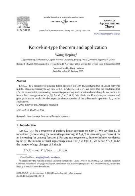 Pdf Korovkin Type Theorem And Application Dokumentips