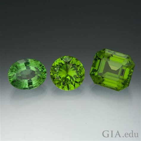 Three Mixed Cut Peridot Gems Gia 4cs