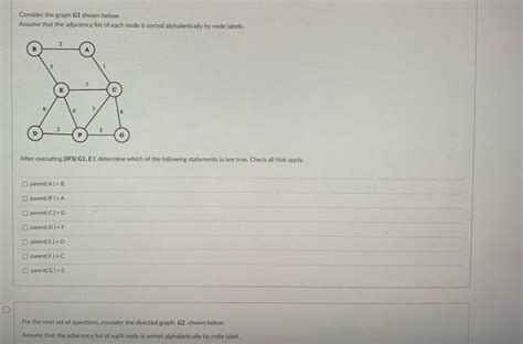 Solved Consider The Graph G1 Shown Below Assume That The