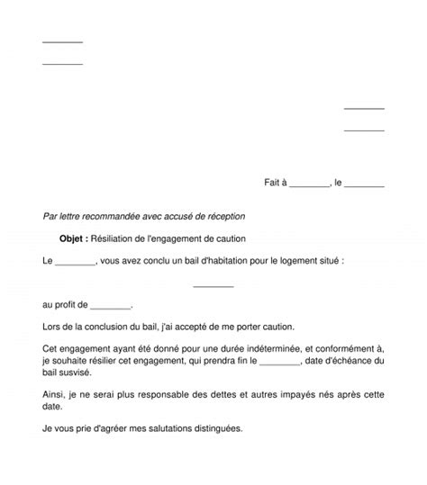 Lettre Restitution Caution Bancaire