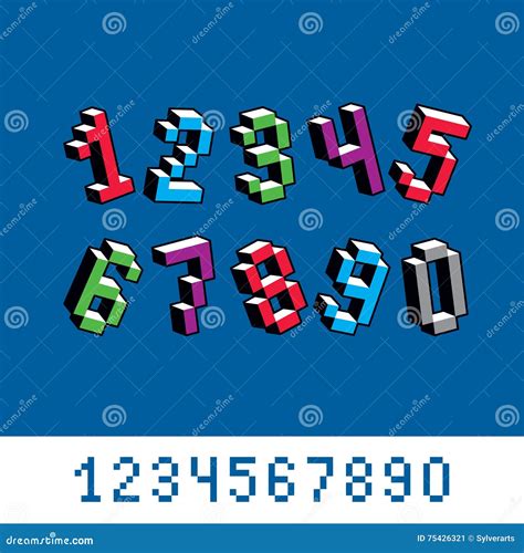 Cybernetic 3d Numbers Pixel Art Vector Numeration Pixel Design
