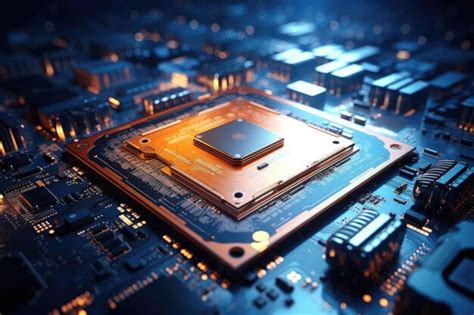 Premium Ai Image Powerful Quantum Cpu On Pcb Motherboard With Data Transfers