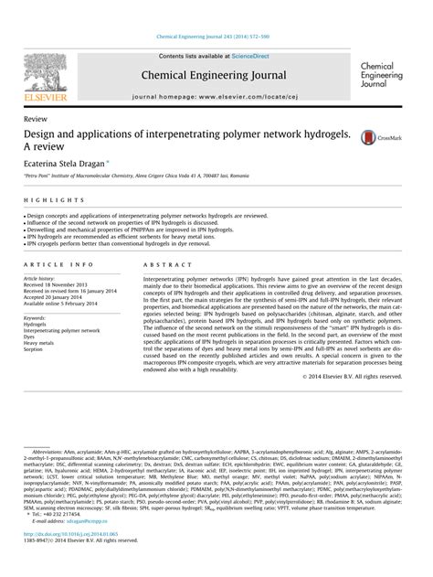 Pdf Design And Applications Of Interpenetrating Polymer Network Hydrogels A Review