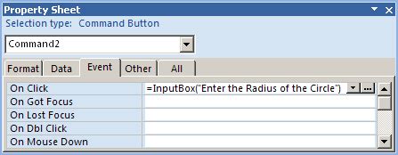 Microsoft Access Objects The Input Box