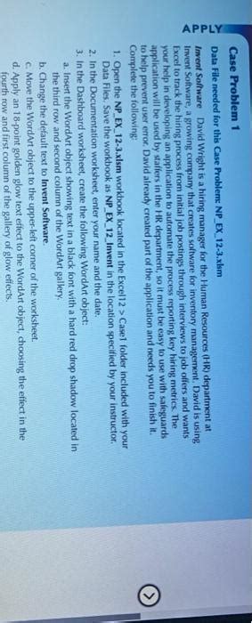 Apply Case Problem 1 Data File Needed For This Case