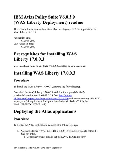 Fillable Online Ibm Atlas Policy Suite V6039 Was Liberty Deployment Fax Email Print