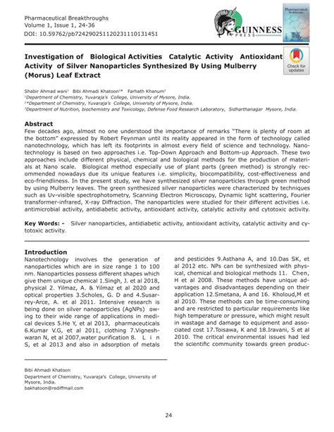 Pdf Investigation Of Biological Activities Catalytic Activity Antioxidant Activity Of Silver