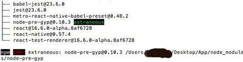 Always Getting Extraneous Error On Node Pre Gyp Library When Init New