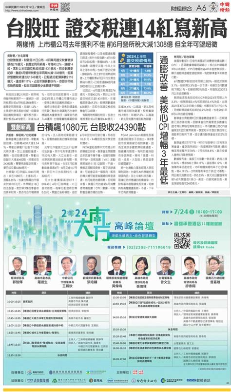 A6 財經綜合 20240712 中國時報 翻爆 翻報