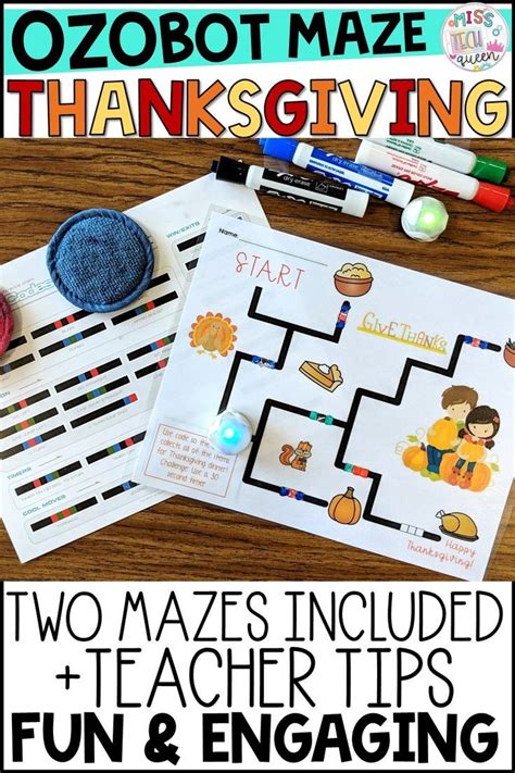 Ozobot Activity Sheet Thanksgiving Maze Coding Maze Fall November Handouts Coding Activity